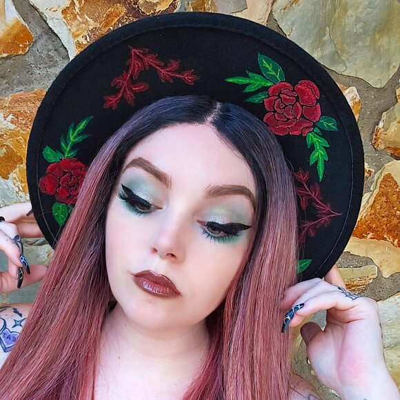 Aesthetics by Vixtina | Accessories | Hand Painted Fedora Wide Brim Hat ...